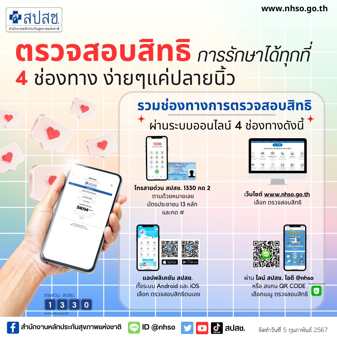 สปสช. แนะนำวิธีการตรวจสอบสิทธิรักษาพยาบาลด้วยตนเอง 4 ขั้นตอน
