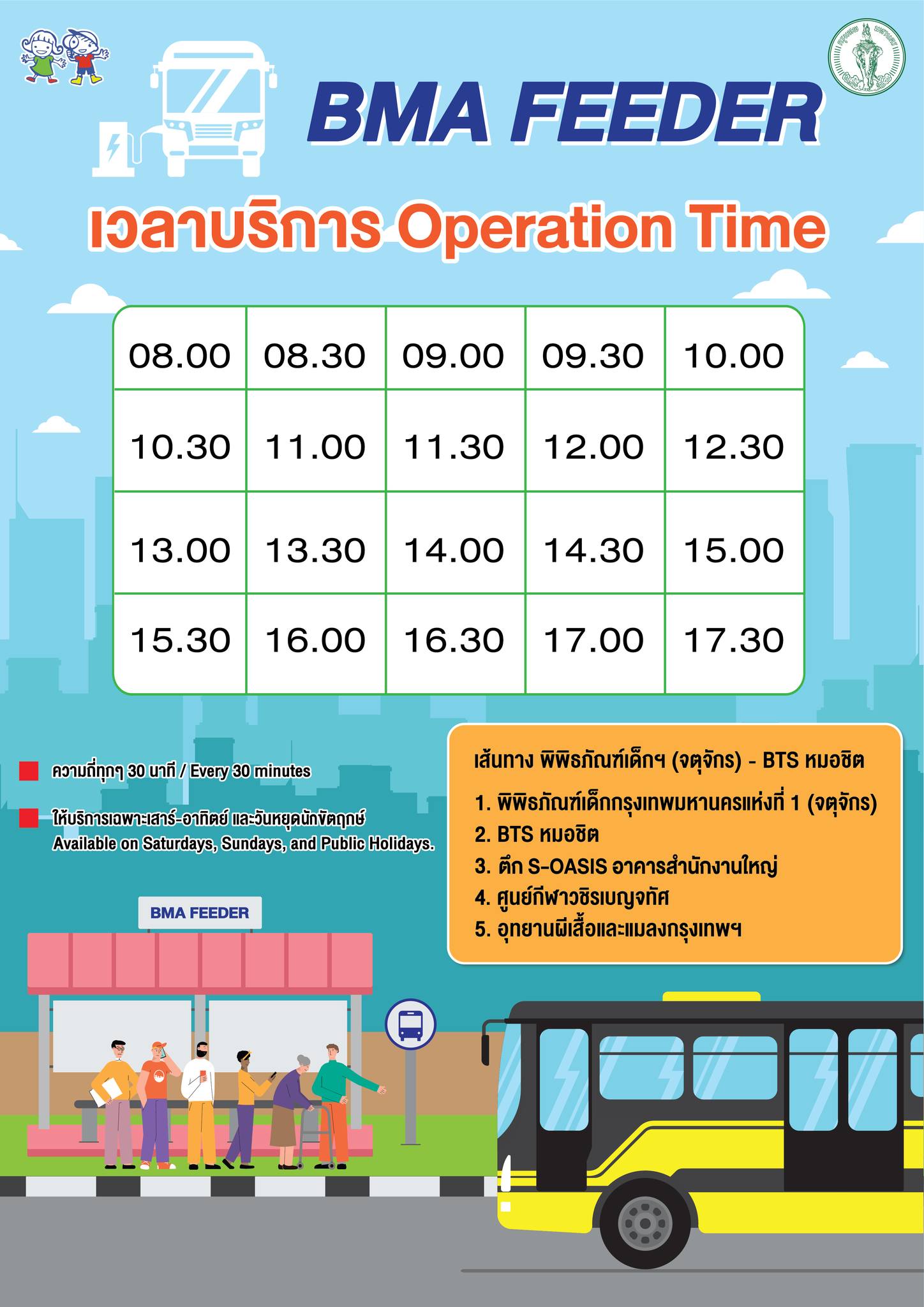 พิพิธภัณฑ์เด็กกรุงเทพมหานครแห่งที่ 1 (จตุจักร) แนะนำเดินทางไปพิพิธภัณฑ์ฯ ด้วยรถ BMA Feeder