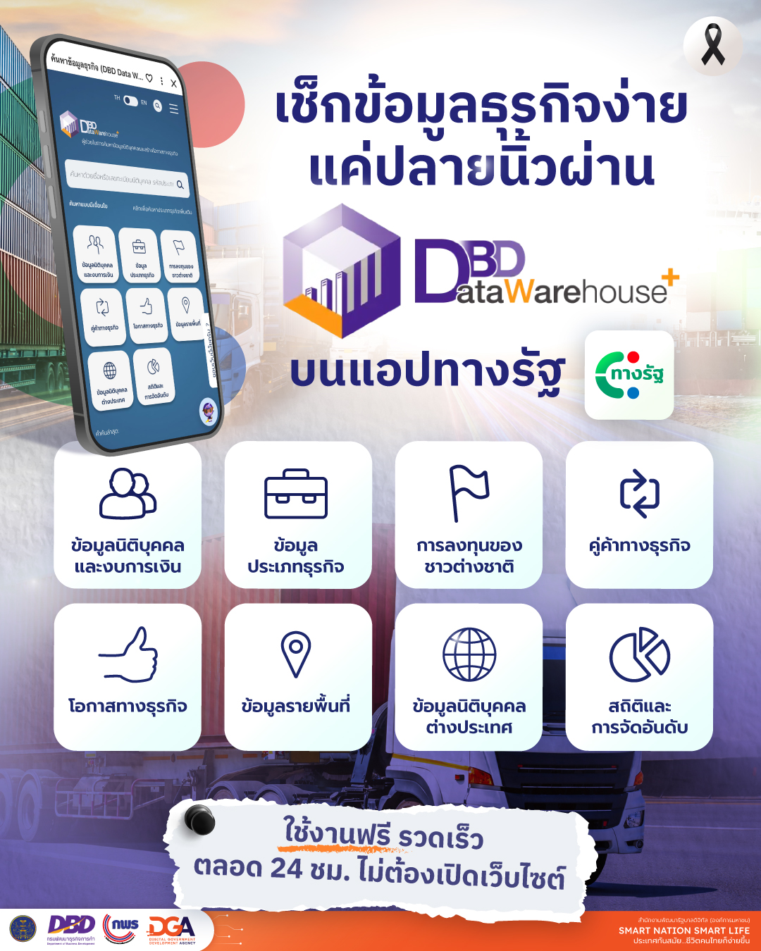 กรมพัฒนาธุรกิจการค้า แนะนำเช็กข้อมูลธุรกิจง่ายแค่ปลายนิ้ว ผ่าน DBD Data Warehouse